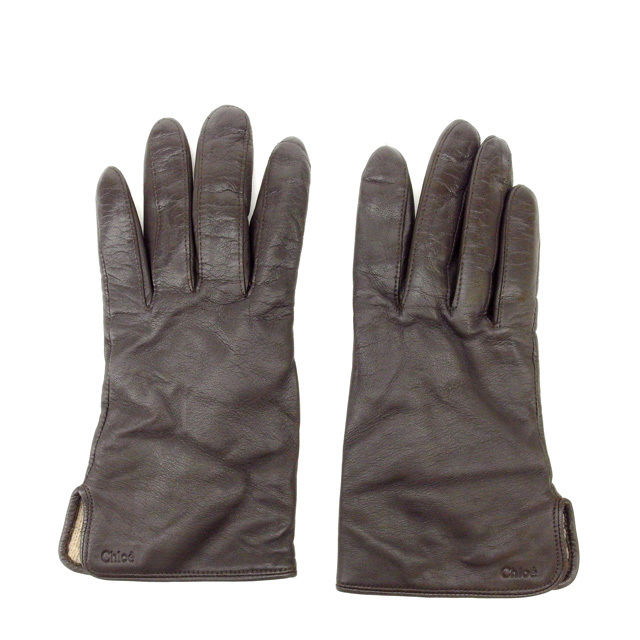 【BIGお買い物ラリー★30%OFFセール中】クロエ Chloe 手袋 ブラウン レディース 中古