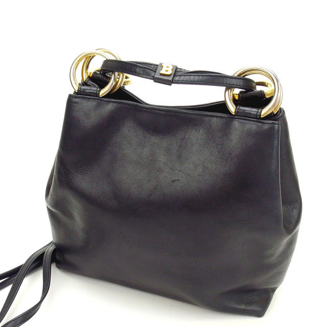【BIGお買い物ラリー★30%OFFセール中】バリー BALLY ショルダーバッグ ブラック×ゴールド レディース 中古