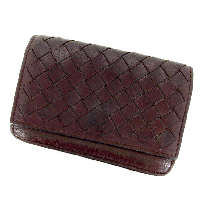 【BIGお買い物ラリー★30%OFFセール中】ボッテガヴェネタ BOTTEGAVENETA カードケースイントレチャート ブラウン レディース 中古