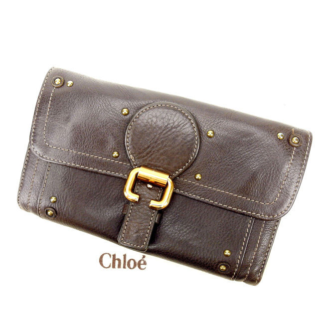 【BIGお買い物ラリー★30%OFFセール中】クロエ Chloe 長財布 ブラウン レディース 中古