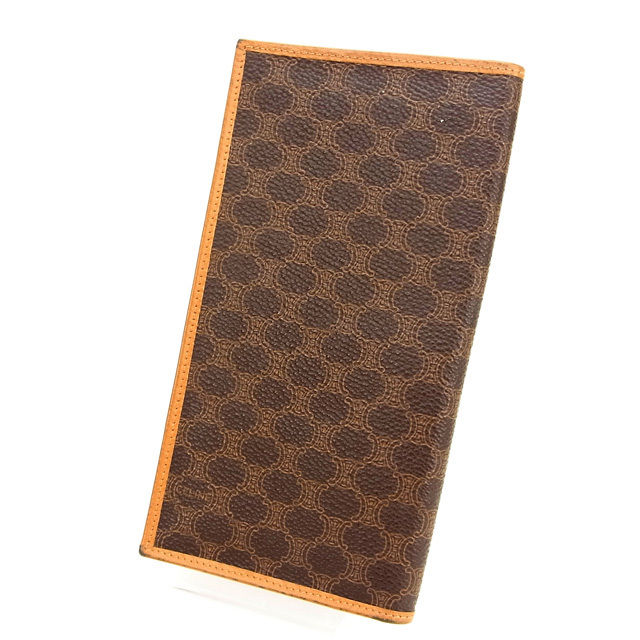 【X'masセール★30%OFF】セリーヌ CELINE 札入れマカダム ブラウン×ライトブラウン レディース 中古