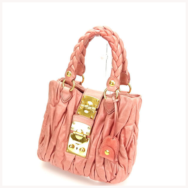 【BIGお買い物ラリー★30%OFFセール中】ミュウミュウ MIUMIU トートバッグマテラッセ ピンク レディース 中古