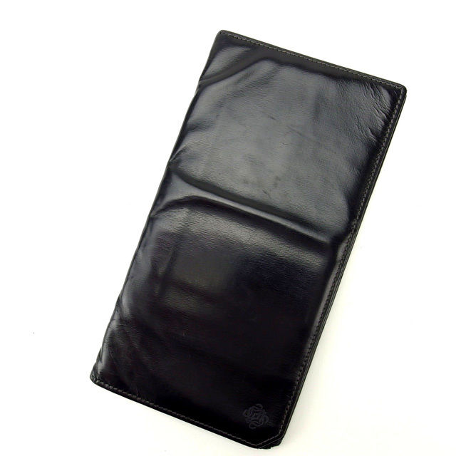 【BIGお買い物ラリー★30%OFFセール中】ロエベ LOEWE 札入れ ブラック レディース 中古