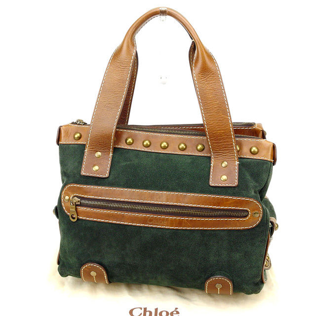 【X'masセール★30%OFF】クロエ Chloe ハンドバッグ グリーン×ブラウン レディース 中古