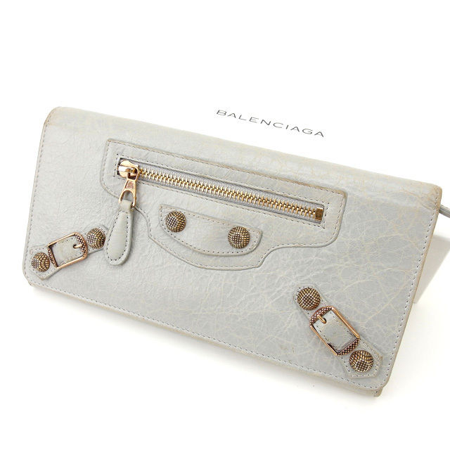 【BIGお買い物ラリー★30%OFFセール中】バレンシアガ BALENCIAGA 長財布 グレー レディース 中古