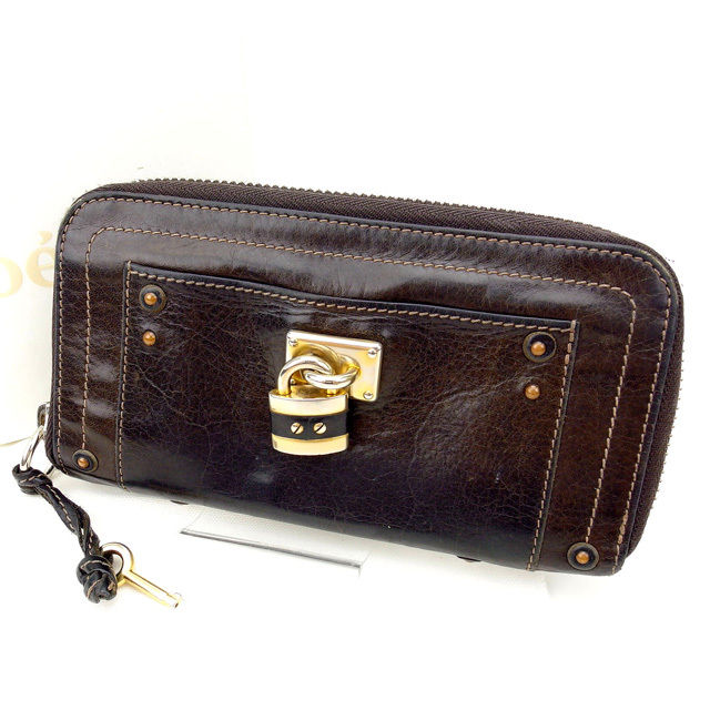 【BIGお買い物ラリー★30%OFFセール中】クロエ Chloe 長財布パティントン ブラウン レディース 中古