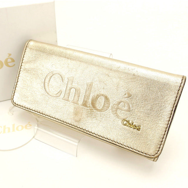 【BIGお買い物ラリー★30%OFFセール中】クロエ Chloe 長財布 ゴールド レディース 中古