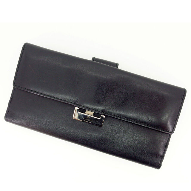 【BIGお買い物ラリー★30%OFFセール中】グッチ GUCCI 長財布 ブラック レディース 中古