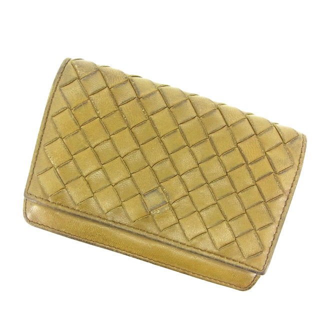 【X'masセール★30%OFF】ボッテガヴェネタ BOTTEGAVENETA カードケースイントレチャート グリーン レディース 中古