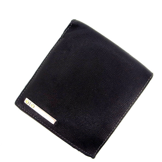 【BIGお買い物ラリー★30%OFFセール中】カルティエ CARTIER 二つ折り財布サントス ブラック レディース 中古