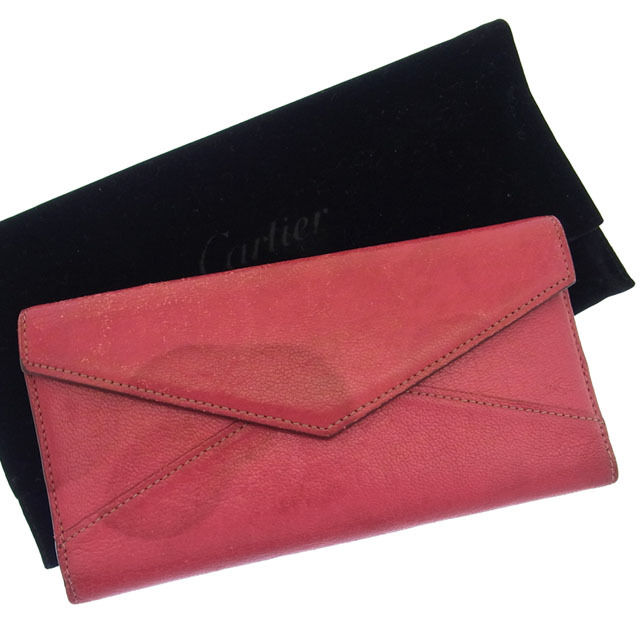 【BIGお買い物ラリー★30%OFFセール中】カルティエ CARTIER 長財布ロゴ /コレクションレマスト フューシャ（ピンク） レディース 中古
