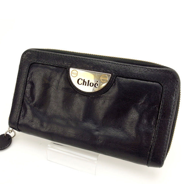 【BIGお買い物ラリー★30%OFFセール中】クロエ Chloe 長財布 ブラック レディース 中古