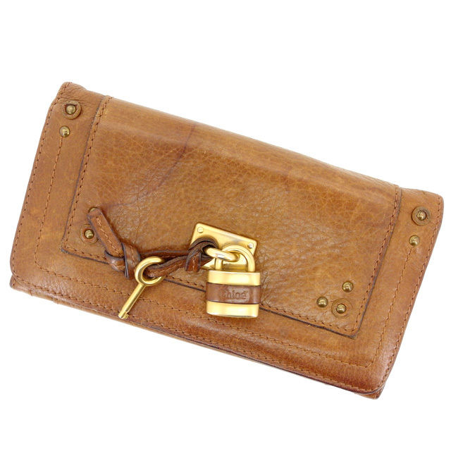 【BIGお買い物ラリー★30%OFFセール中】クロエ Chloe 長財布 /パティトン ライトブラウン レディース 中古