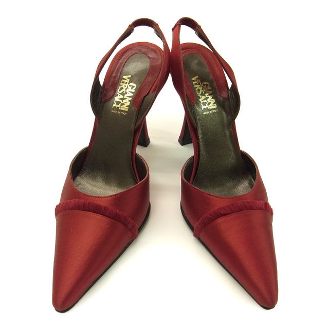 【BIGお買い物ラリー★30%OFFセール中】ヴェルサーチ VERSACE パンプス /♯35・フリンジ付き レッド レディース 中古