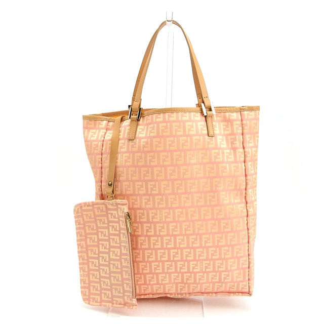 【BIGお買い物ラリー★30%OFFセール中】フェンディ FENDI トートバッグズッキーノ ピンク×ベージュ レディース 中古