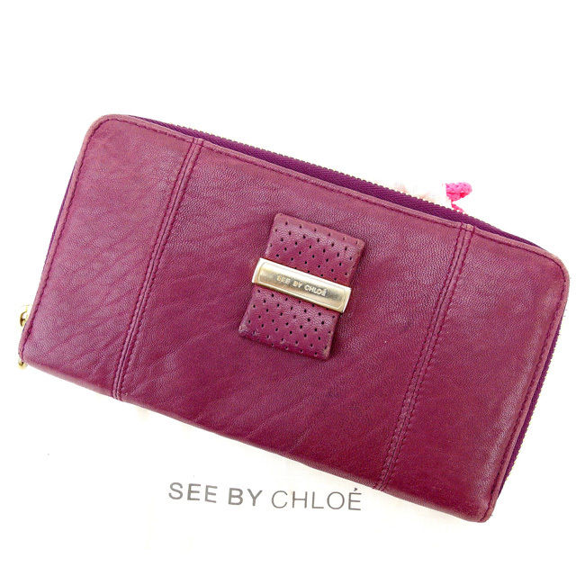 【BIGお買い物ラリー★30%OFFセール中】シーバイクロエ SEE BY CHLOE 長財布 パープル レディース 中古