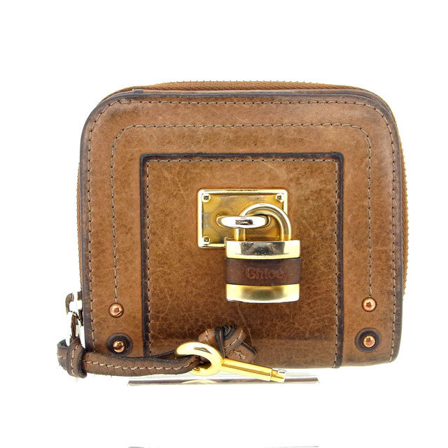 【BIGお買い物ラリー★30%OFFセール中】クロエ Chloe 二つ折り財布パティントン ライトブラウン レディース 中古
