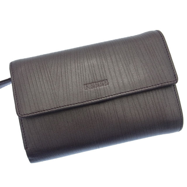 【BIGお買い物ラリー★30%OFFセール中】ジャンフランコ・フェレ GIANFRANCO FERRE 三つ折り財布ロゴ チェーン付き ブラウン レディース 中古