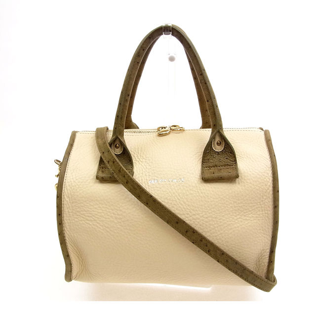 【X'masセール★30%OFF】シーバイクロエ SEE BY CHLOE ハンドバッグオーストリッチ柄 ベージュ×カーキー レディース 中古