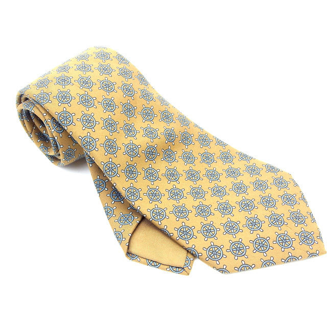 【X'masセール★30%OFF】エルメス HERMES ネクタイ舵 グリーン×ブルー レディース 中古