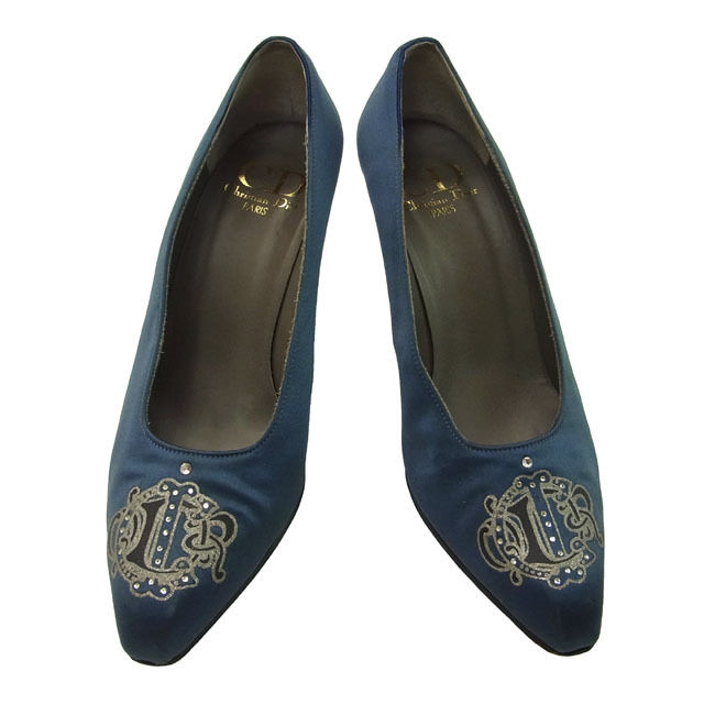 【BIGお買い物ラリー★30%OFFセール中】クリスチャンディオール Christian Dior パンプスロゴ ブルーグリーン レディース 中古