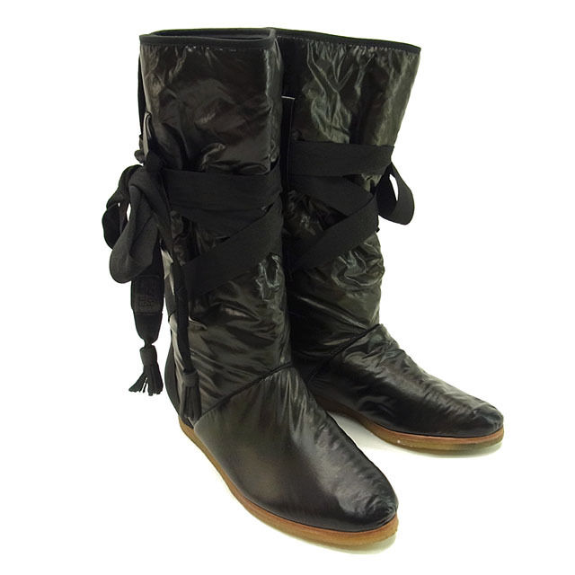 【BIGお買い物ラリー★30%OFFセール中】シーバイクロエ SEE BY CHLOE ブーツレースアップ ♯38 ミドル丈 ブラック レディース 中古