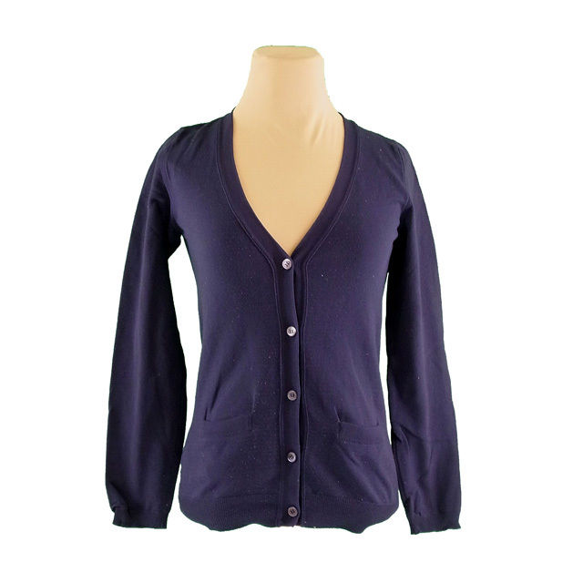 【BIGお買い物ラリー★30%OFFセール中】ミュウミュウ MIUMIU カーディガンVネック ♯40サイズ ネイビー レディース 中古