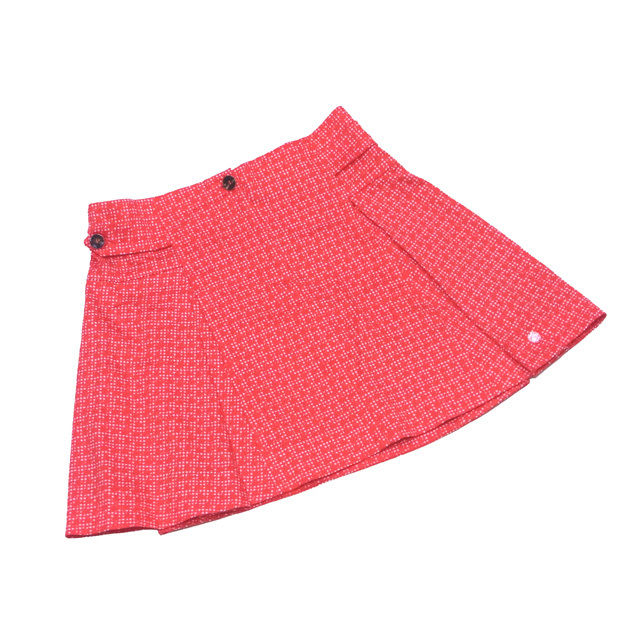 【X'masセール★30%OFF】ディオール Dior スカート千鳥柄 キッズ ♯10サイズ レッド×ホワイト レディース 中古