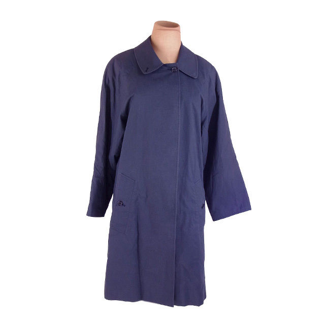 【BIGお買い物ラリー★30%OFFセール中】バーバリー BURBERRY トレンチコート裏地チェック シングル ネイビー レディース 中古