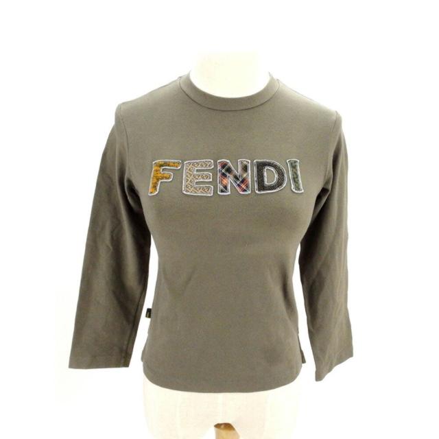 【BIGお買い物ラリー★30%OFFセール中】フェンディ FENDI カットソーロゴ ♯8Aキッズサイズ グリーン系 レディース 中古