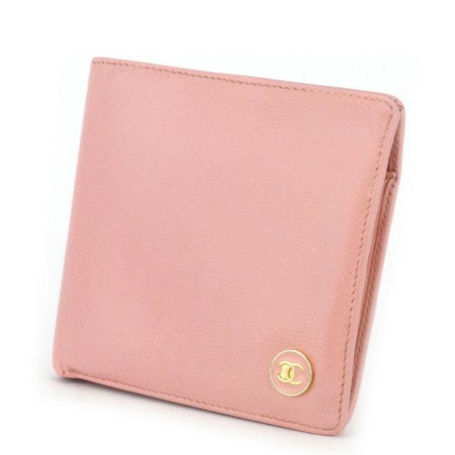 【BIGお買い物ラリー★30%OFFセール中】シャネル CHANEL 二つ折り財布ココボタン ピンク×ゴールド レディース 中古