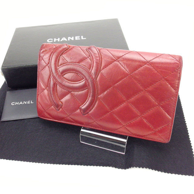 【X'masセール★30%OFF】シャネル CHANEL 長財布カンボンライン ボルドー レディース 中古