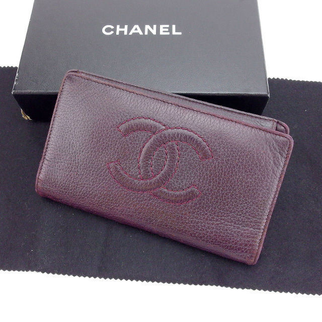 【BIGお買い物ラリー★30%OFFセール中】シャネル CHANEL 長財布ココマーク パープル レディース 中古