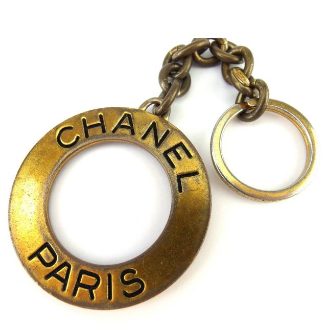 【BIGお買い物ラリー★30%OFFセール中】シャネル CHANEL キーリングロゴリング オールドシャネル ゴールド ブラック レディース 中古