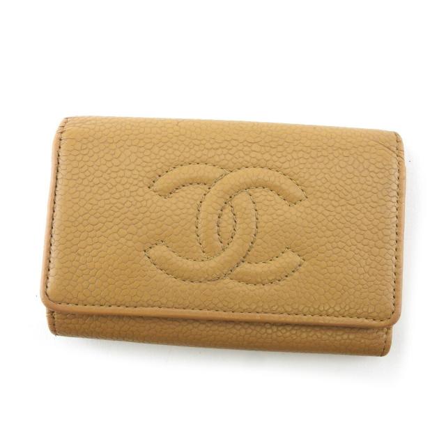 【X'masセール★30%OFF】シャネル CHANEL キーケースココマーク オールドシャネル ベージュ ゴールド レディース 中古