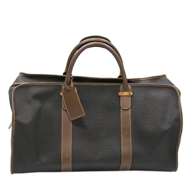 【BIGお買い物ラリー★30%OFFセール中】ダンヒル Dunhill ボストンバッグヘリンボーン グレー 灰色 ブラウン ゴールド レディース 中古