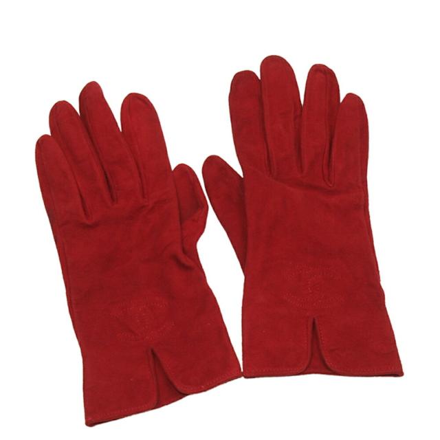 【BIGお買い物ラリー★30%OFFセール中】シャネル CHANEL 手袋ココマーク ♯7ハーフサイズ レッド レディース 中古