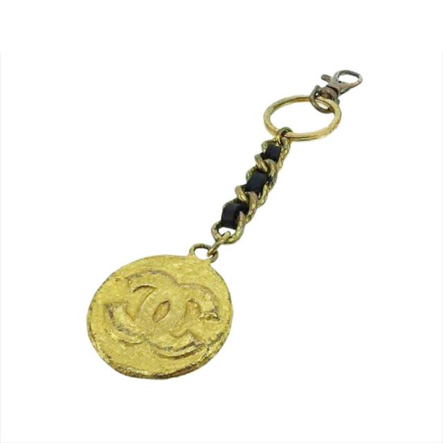 【BIGお買い物ラリー★30%OFFセール中】シャネル CHANEL キーホルダー ゴールド×ブラック レディース 中古