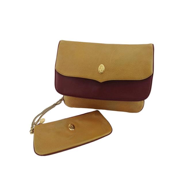 【BIGお買い物ラリー★30%OFFセール中】カルティエ CARTIER クラッチバッグマストライン ポーチ付き ベージュ ボルドー ゴールド レディース 中古