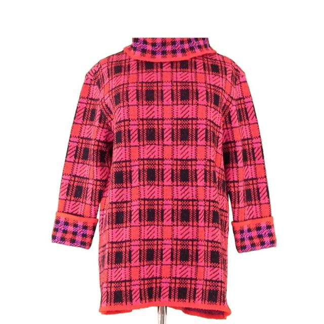 【X'masセール★30%OFF】ディオール Dior ニットチェック ♯Mサイズ タートル レッド ブラック ピンク レディース 中古