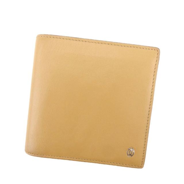 【BIGお買い物ラリー★30%OFFセール中】カルティエ CARTIER 二つ折り財布パシャ ベージュ レディース 中古