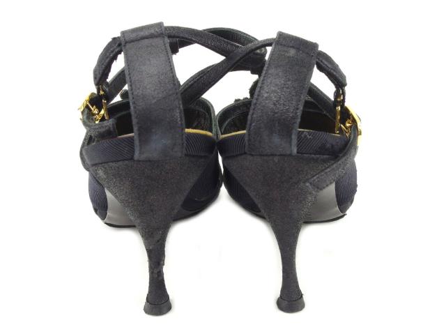 【BIGお買い物ラリー★30%OFFセール中】シャネル CHANEL サンダルビジュー ♯34C マトラッセ ブラック ゴールド レディース 中古 シャネル CHANEL サンダルビジュー ♯34C マトラッセ ブラック