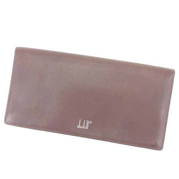 【X'masセール★30%OFF】ダンヒル Dunhill 札入れロゴ ブラウン シルバー レディース 中古