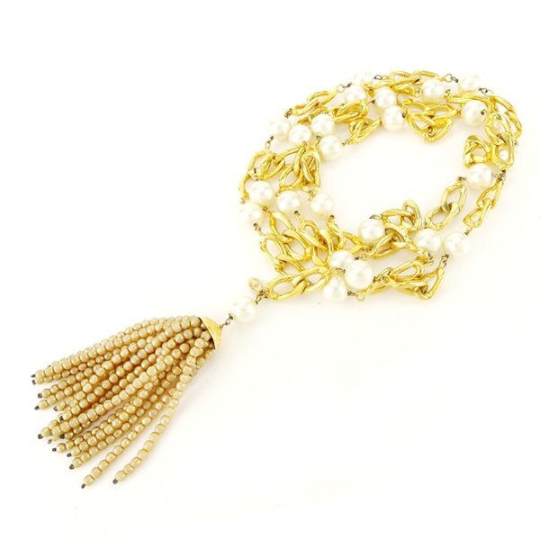 【BIGお買い物ラリー★30%OFFセール中】シャネル CHANEL ベルトフェイクパール ゴールド レディース 中古