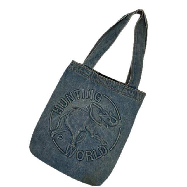 【X'masセール★30%OFF】トートバッグワンショルダー エレファント デニム/ブルー コットンデニム レディース 中古