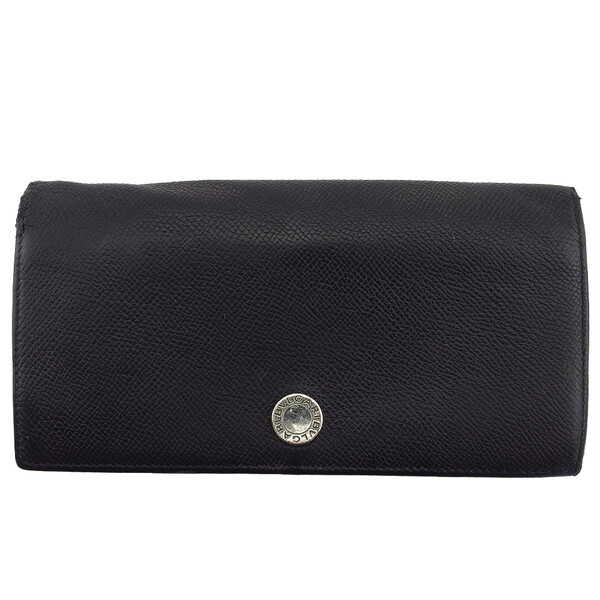 【BIGお買い物ラリー★30%OFFセール中】ブルガリ BVLGARI 長財布ロゴボタン ブラック×シルバー レディース 中古