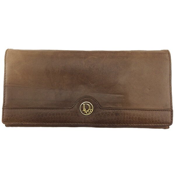 【BIGお買い物ラリー★30%OFFセール中】ディオール Dior 長財布 ブラウン×ゴールド レディース 中古