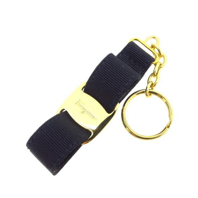 【BIGお買い物ラリー★30%OFFセール中】サルヴァトーレフェラガモ Salvatore Ferragamo キーホルダー キャンバス×ゴールド金具 レディース 中古