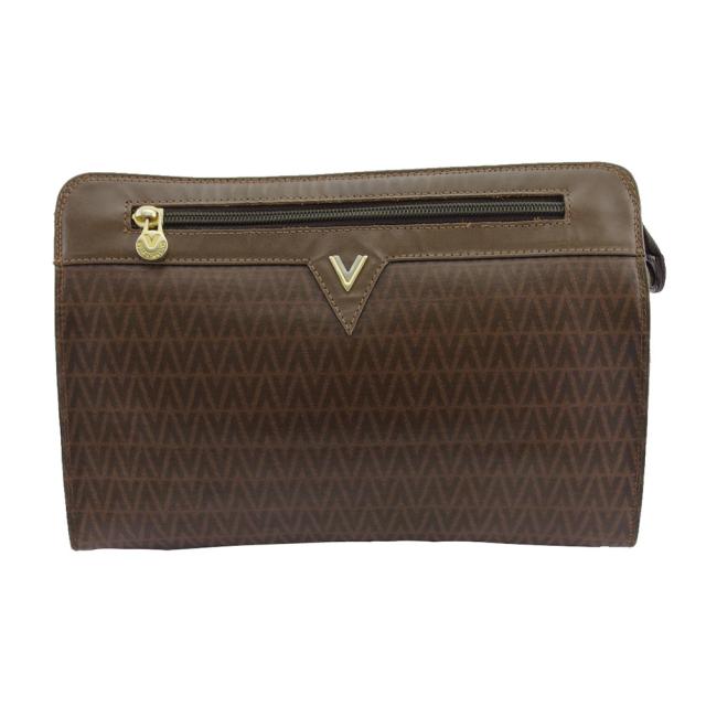 【BIGお買い物ラリー★30%OFFセール中】マリオ・ヴァレンティノ MARIO VALENTINO クラッチバッグ ブラウン×ベージュ×ゴールド レディース 中古