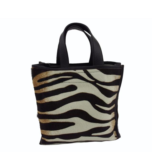 【BIGお買い物ラリー★30%OFFセール中】フルラ Furla ハンドバッグゼブラ柄 ダークブラウン×アイボリー（ゼブラ柄） レディース 中古